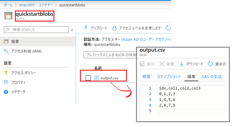 Pandasでdataframeをcsv形式でazure Blob Storageに保存する方法